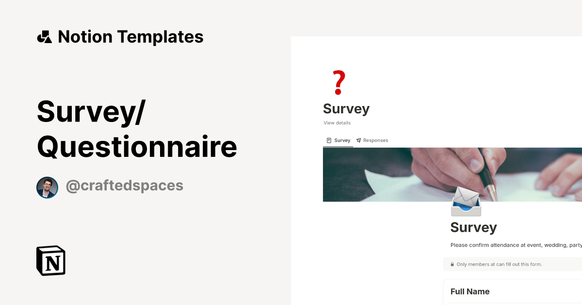 Survey/Questionnaire Template | Notion Marketplace