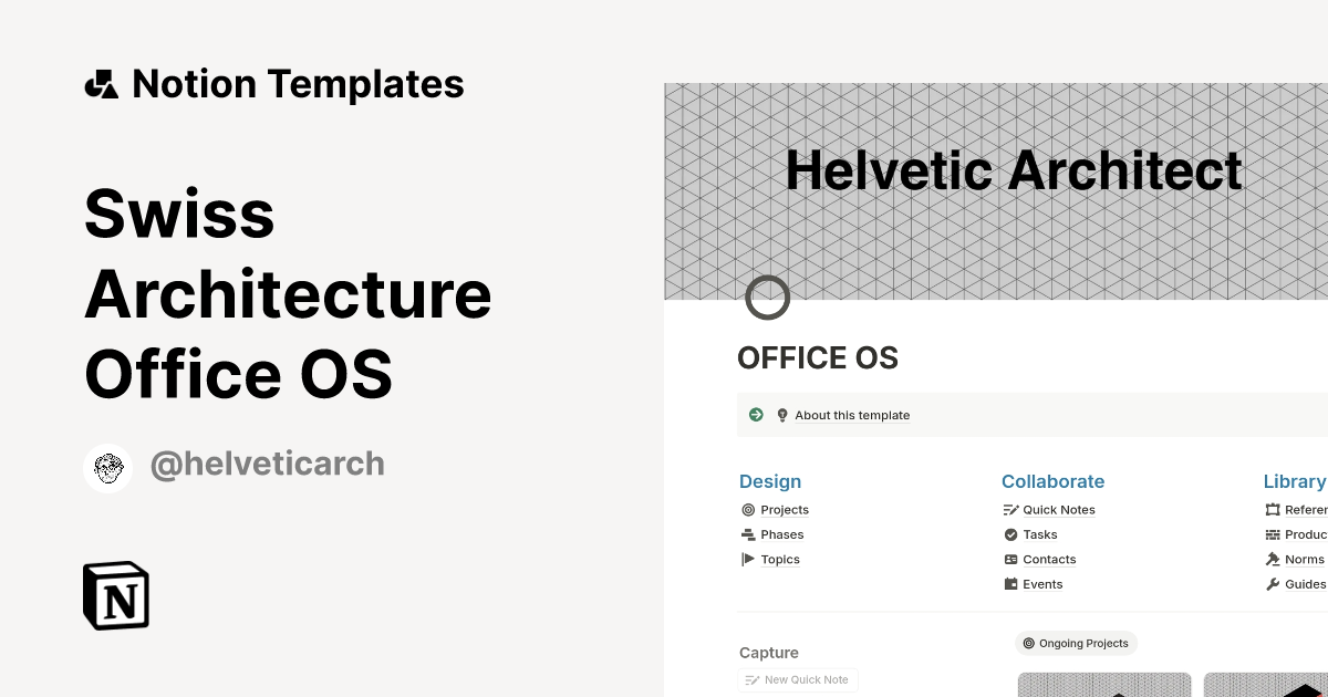 Swiss Architecture Office OS Template by Helvetic-Arch | Notion Marketplace