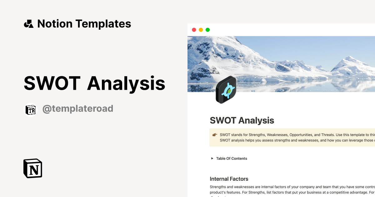 SWOT Analysis Template by Template Road | Notion Marketplace
