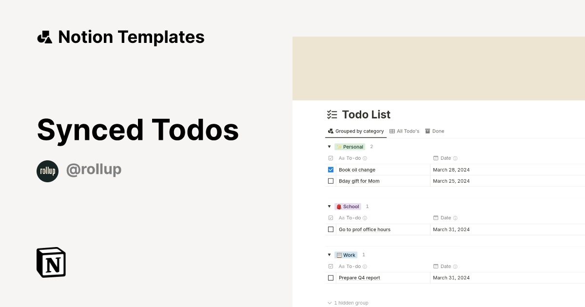 Synced Todos Template | Notion Marketplace