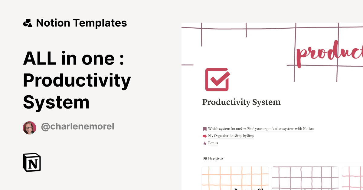 ALL in one : Productivity System Template by Charlene Morel | Notion Marketplace