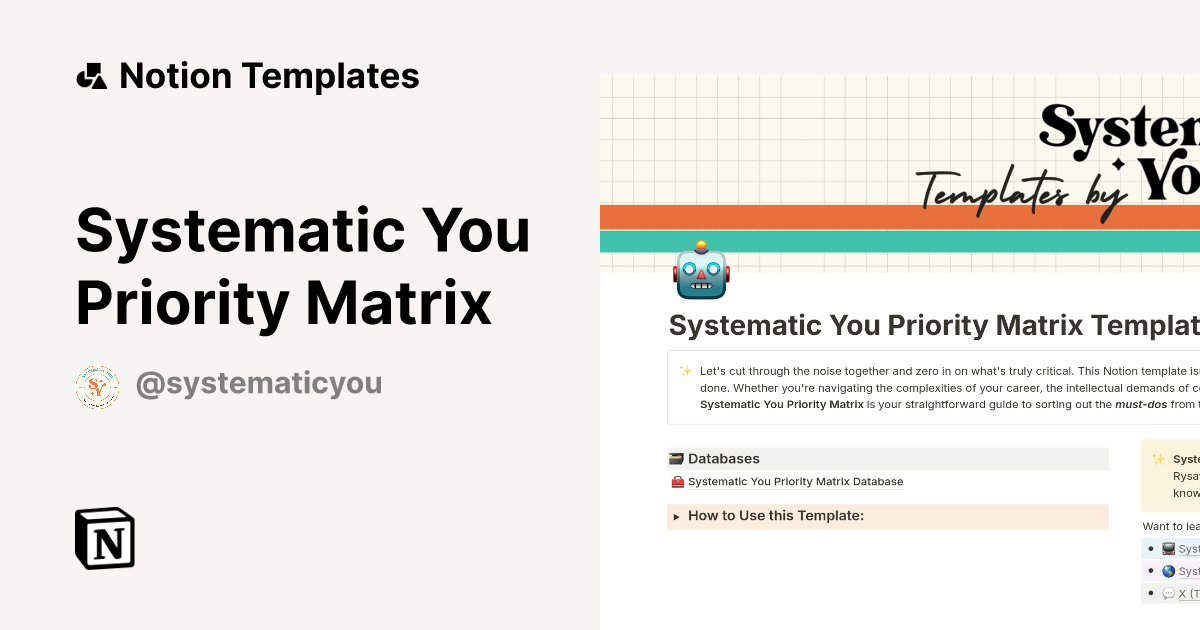 Systematic You Priority Matrix Template | Notion Marketplace