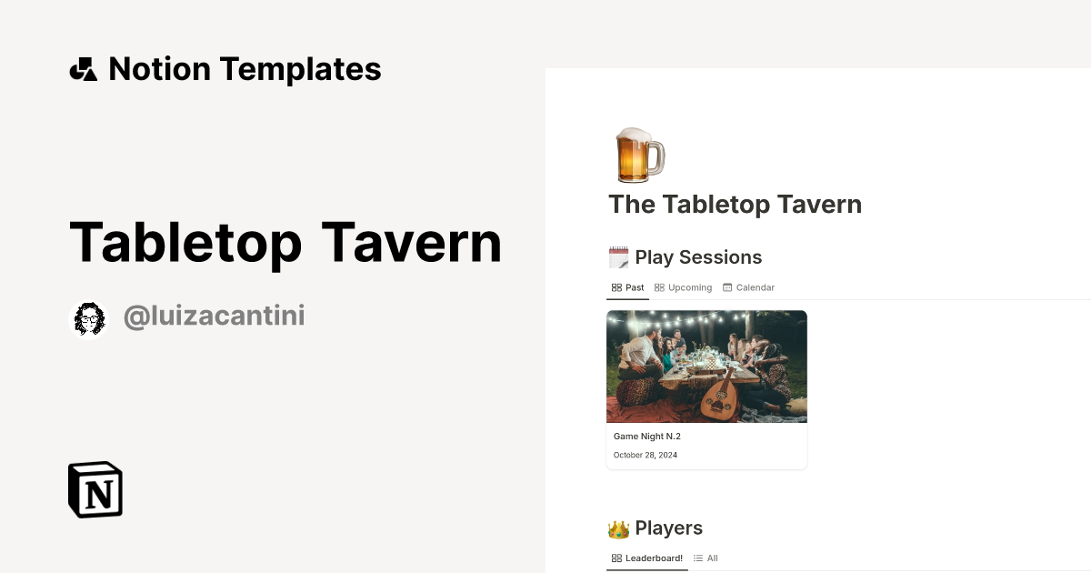 Tabletop Tavern Template | Notion Marketplace