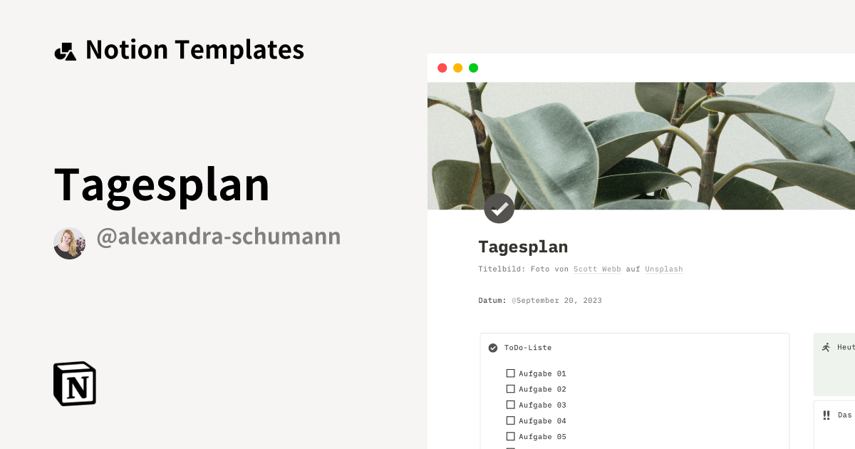 Tagesplan Template | Notion Marketplace