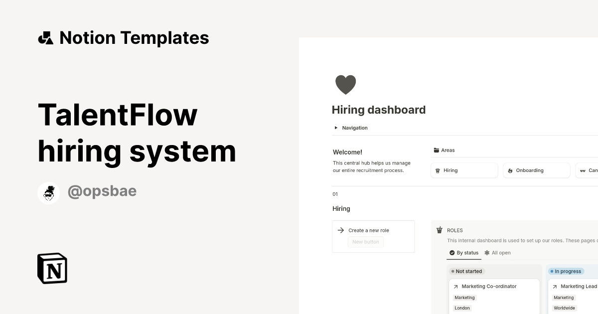 TalentFlow hiring system Template by Ops Bae | Notion Marketplace