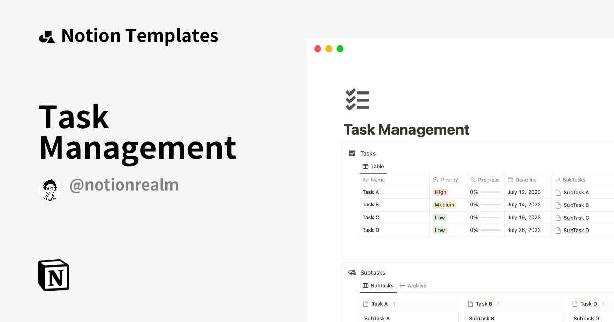 Task Management Template | Notion Marketplace