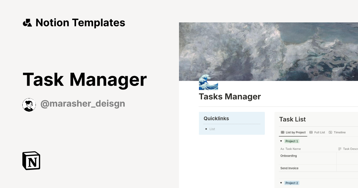 Task Manager Template by Mara Sher Design | Notion Marketplace