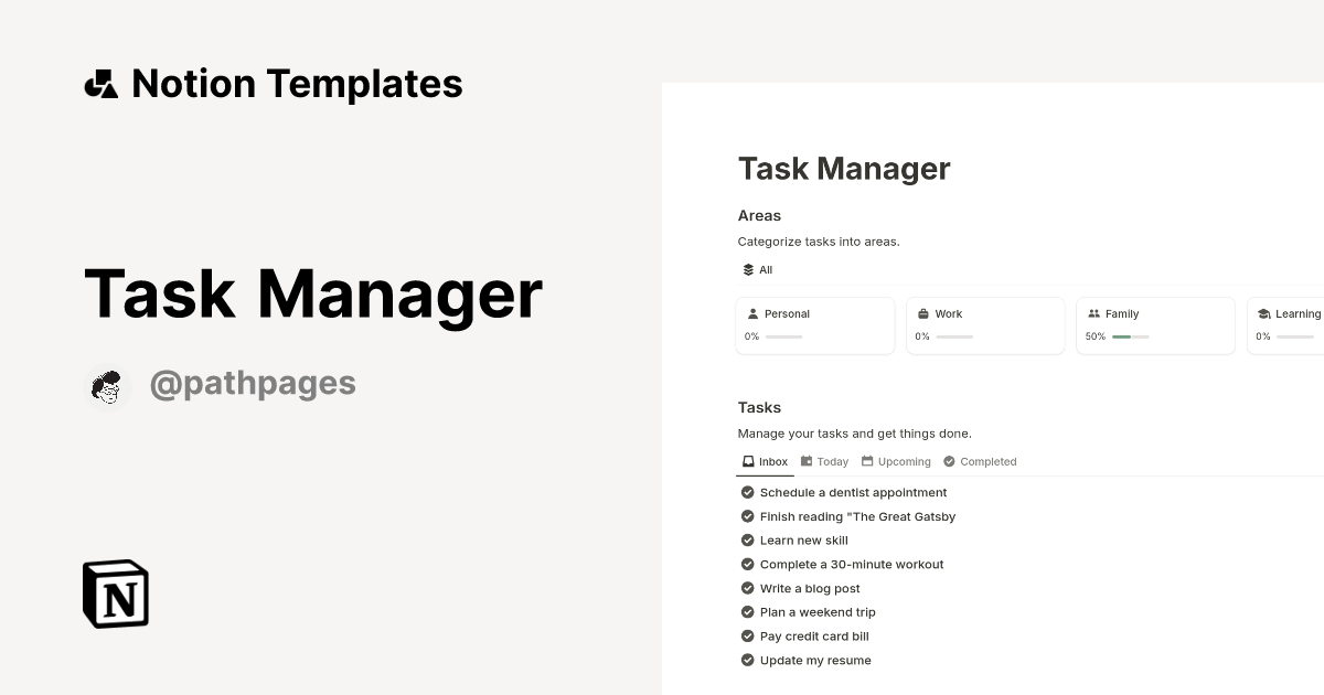 Task Manager Template by Pathpages | Notion Marketplace