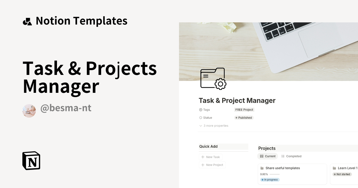 Task & Projects Manager Template | Notion Marketplace