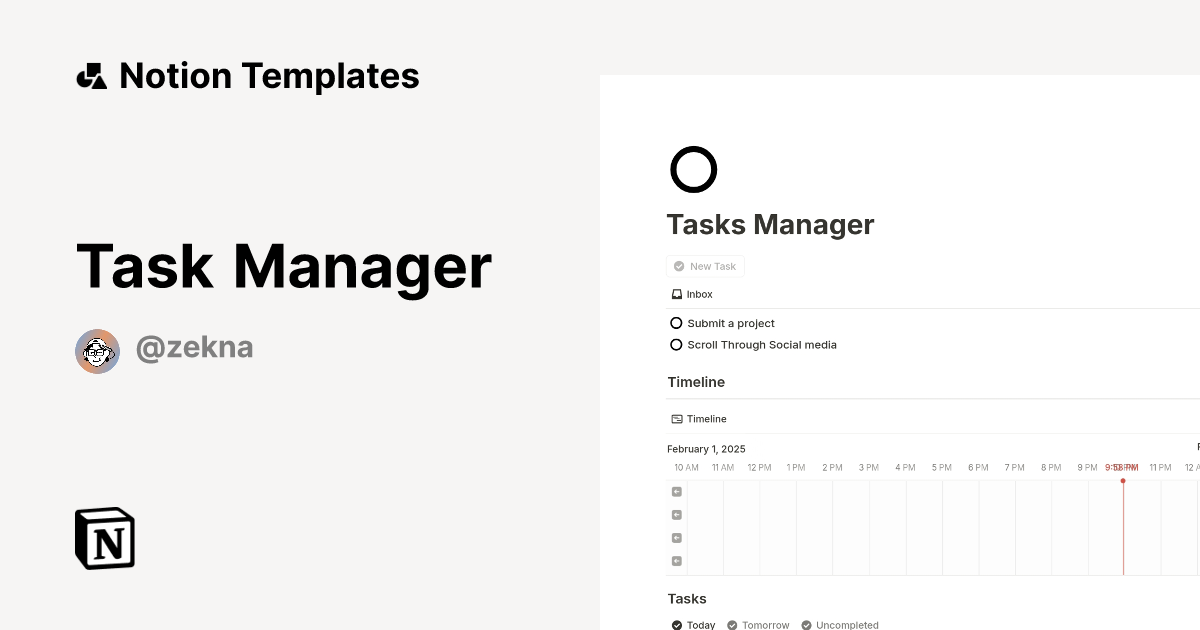 Task Manager Template by Zekna | Notion Marketplace