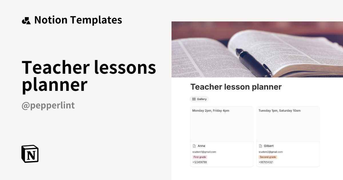 Teacher lessons planner Template by pepperlint | Notion Marketplace