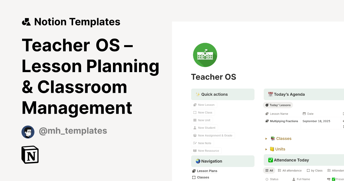 Teacher OS – Lesson Planning & Classroom Management Template | Notion ...