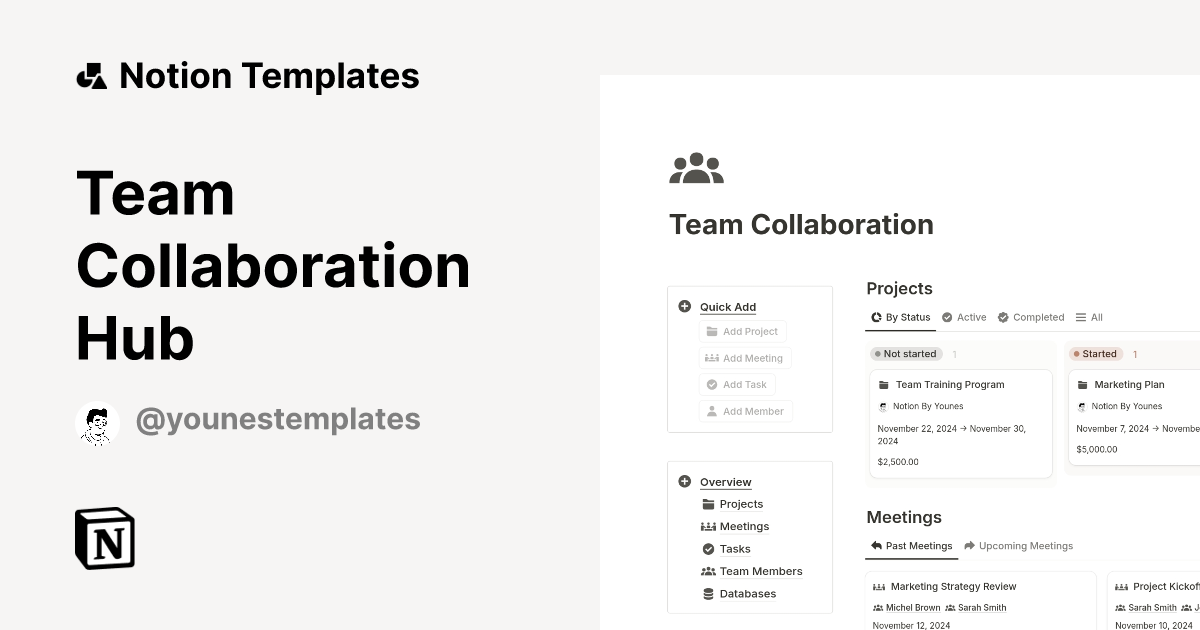 Team Collaboration Hub Template by Younes | Notion Marketplace