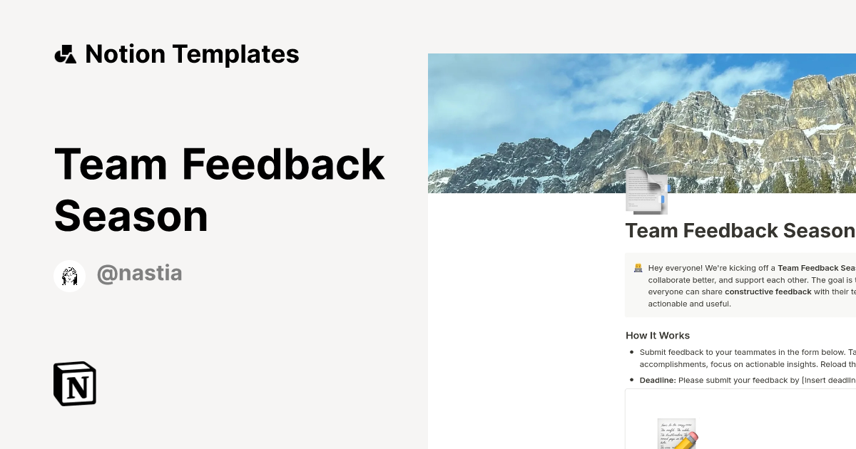 Team Feedback Season Template | Notion Marketplace