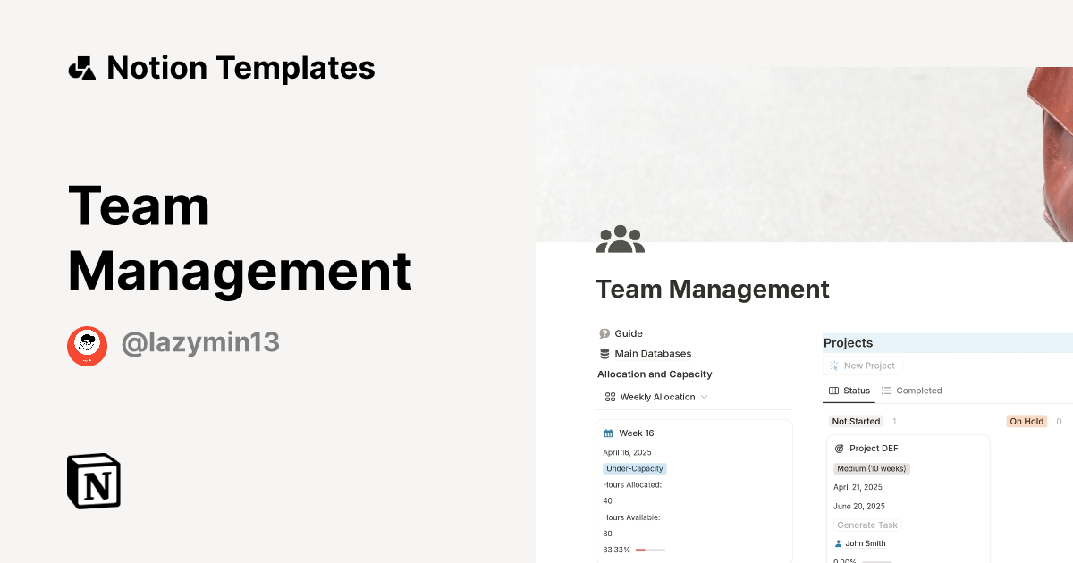 Team Management Template by Lazy Min | Notion Marketplace