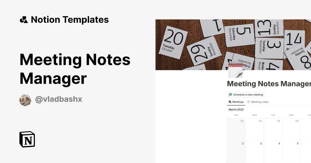 Meeting Notes Manager Template | Notion Marketplace