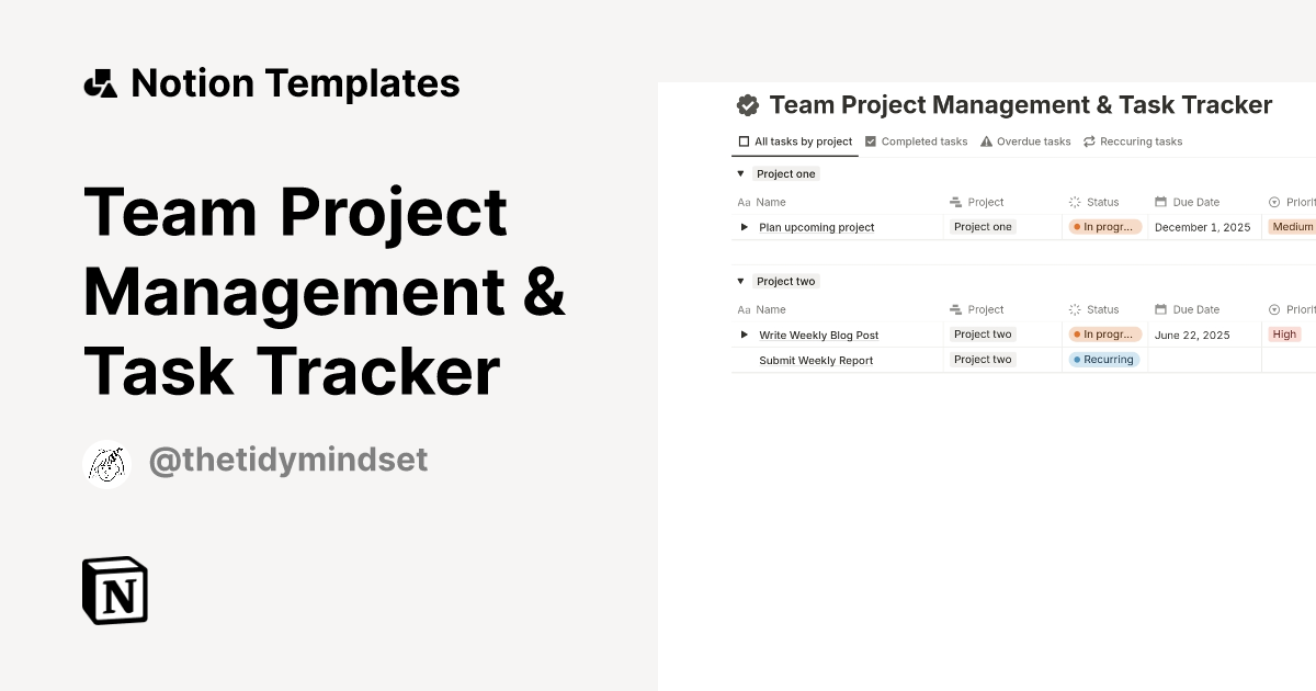 Team Project Management & Task Tracker Template | Notion Marketplace