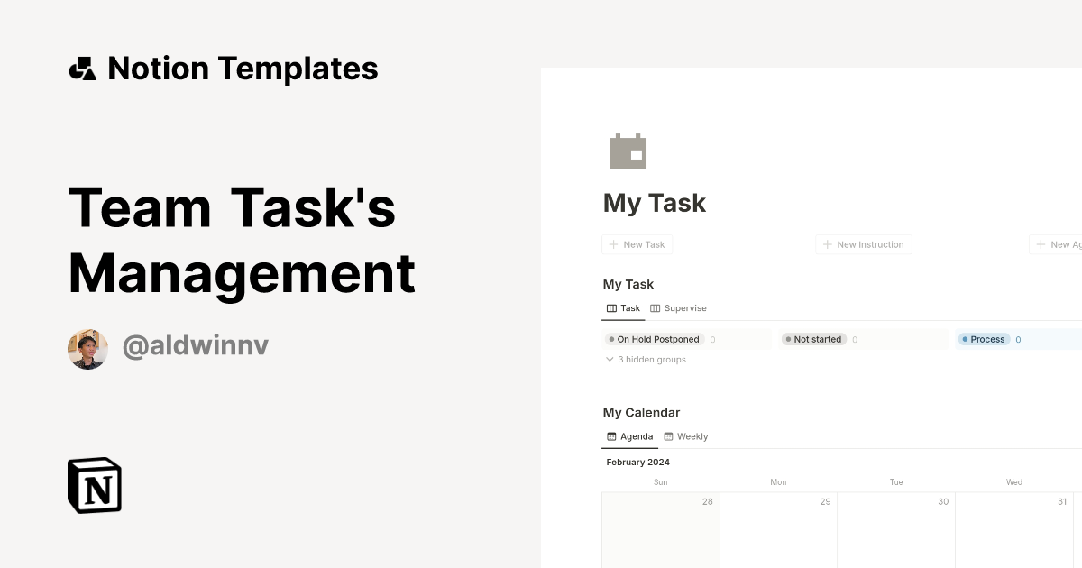 Team Task's Management Template | Notion Marketplace