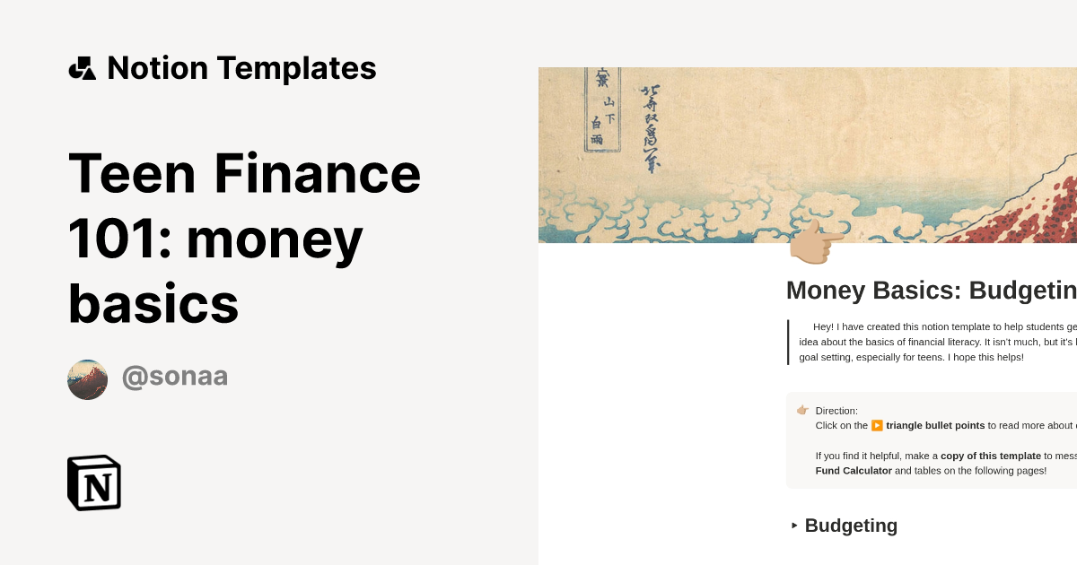 Teen Finance 101: money basics Template | Notion Marketplace
