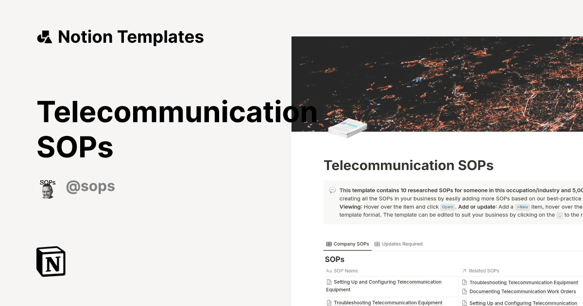 Telecommunication SOPs Template by SOPs | Notion Marketplace