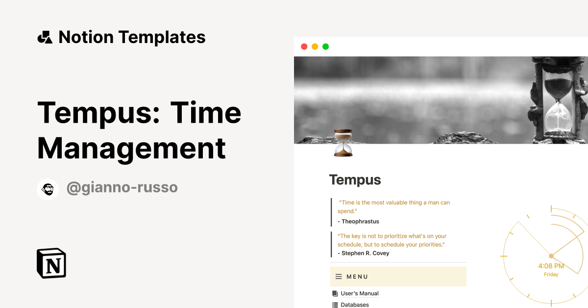 Tempus: Time Management Template | Notion Marketplace