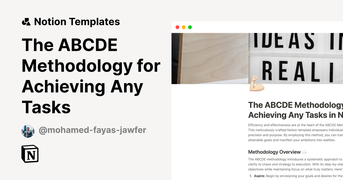 The ABCDE Methodology for Achieving Any Tasks Template by Mohamed Fayas ...