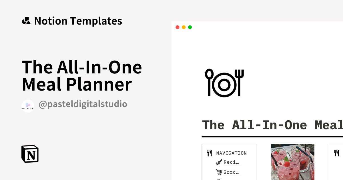 The All-In-One Meal Planner Template | Notion Marketplace