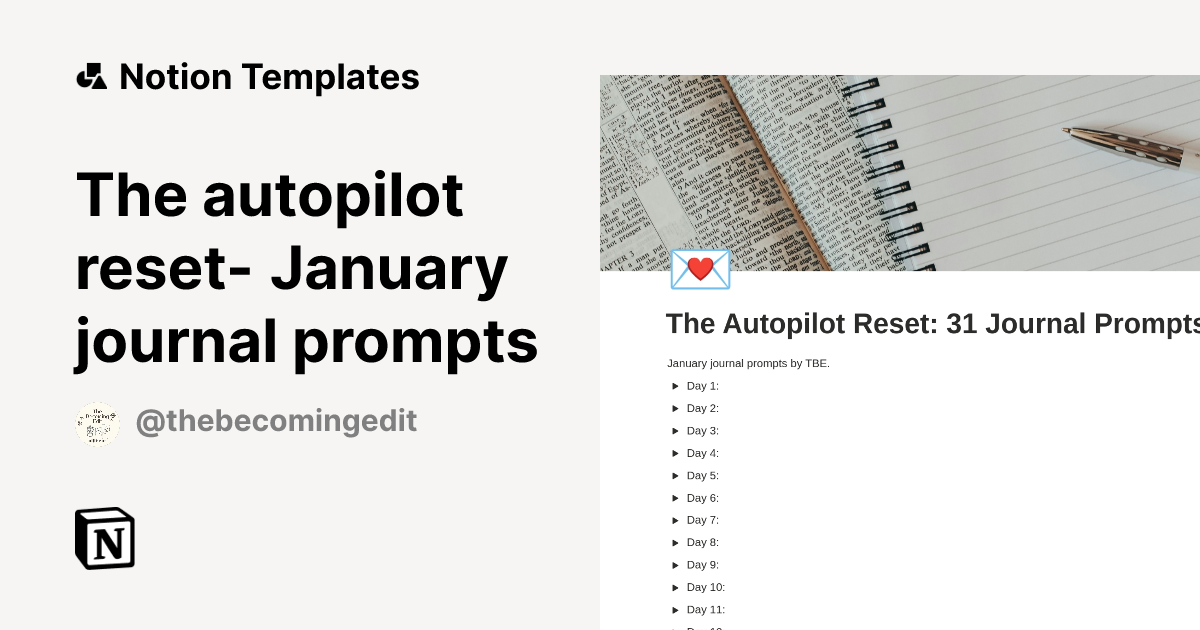 The autopilot reset- January journal prompts Template by The Becoming ...