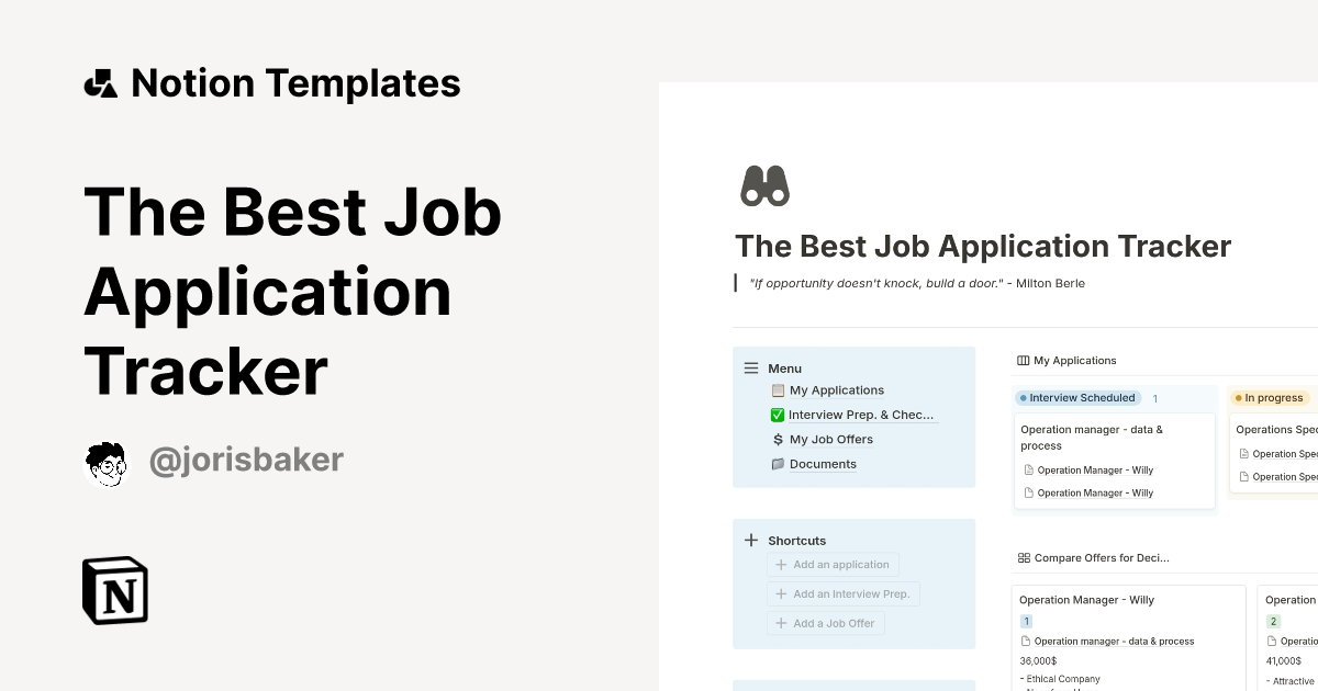 The Best Job Application Tracker Template by Joris Baker | Notion ...