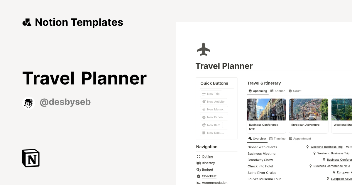 Travel Planner Template by desbyseb | Notion Marketplace
