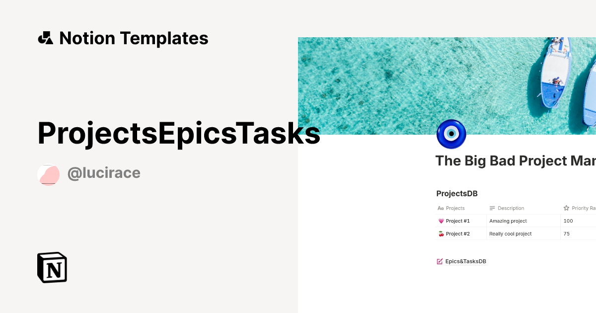 ProjectsEpicsTasks Template | Notion Marketplace