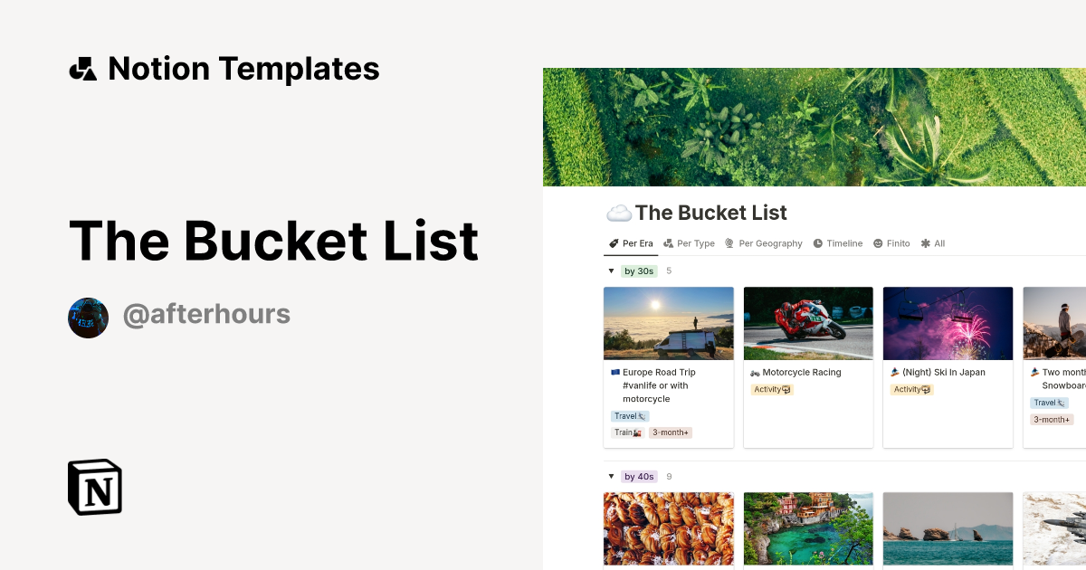 The Bucket List Template by Maria P | Notion Marketplace