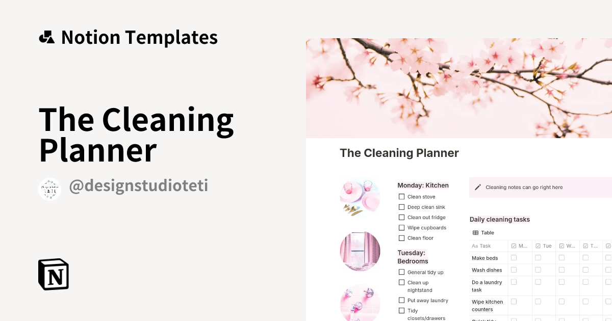 The Cleaning Planner Template | Notion Marketplace