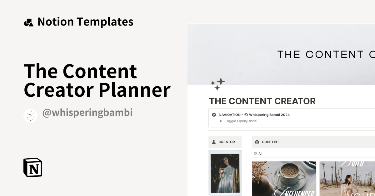 The Content Creator Planner Template by Whispering Bambi | Notion ...