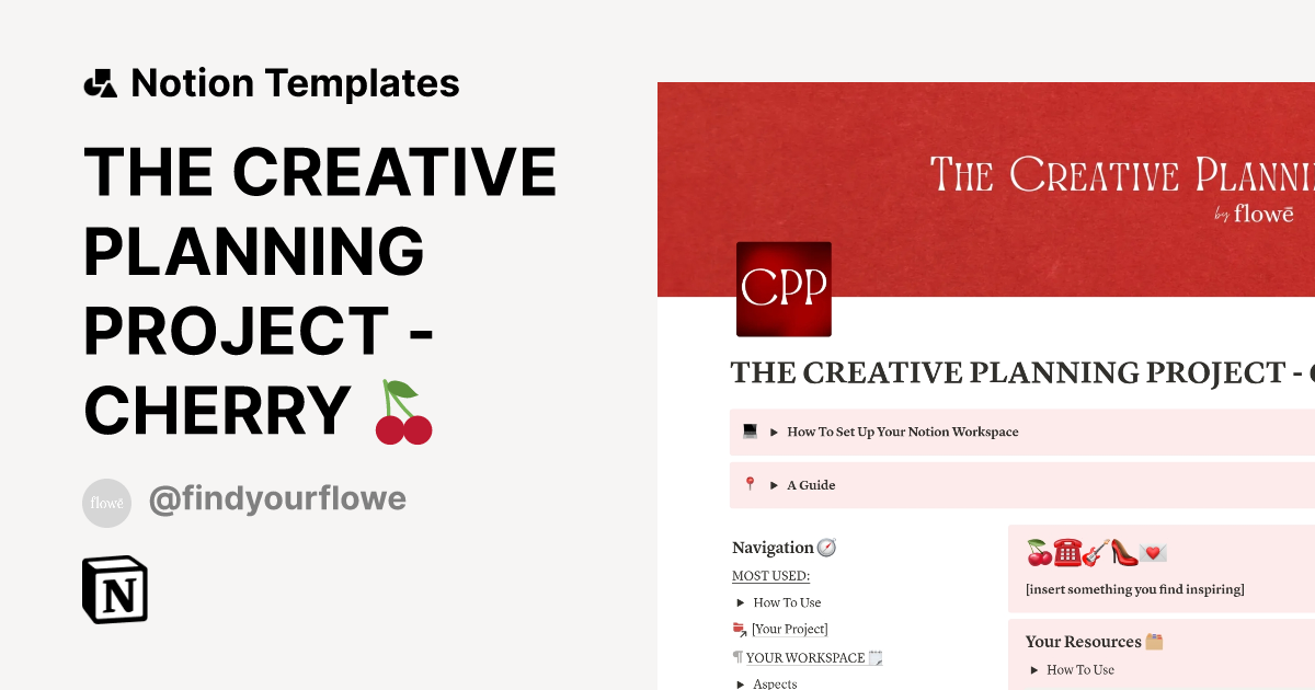 THE CREATIVE PLANNING PROJECT - CHERRY 🍒 Template by flowē | Notion ...