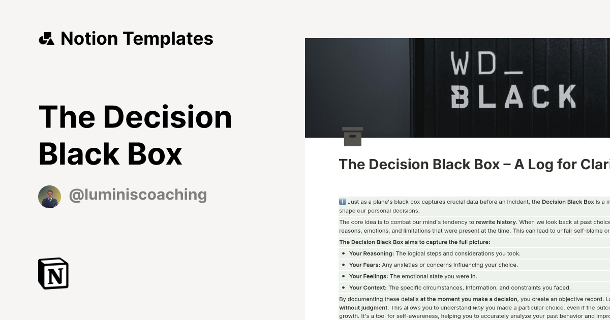 The Decision Black Box Template | Notion Marketplace
