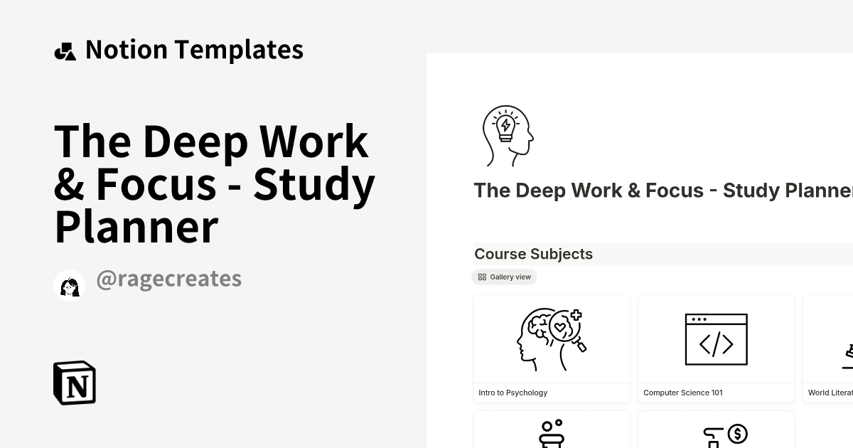 The Deep Work & Focus - Study Planner Template | Notion Marketplace