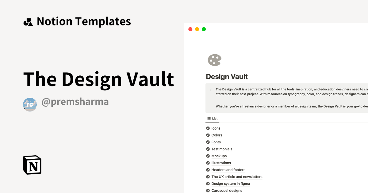 The Design Vault Template by Prem Sharma | Notion Marketplace