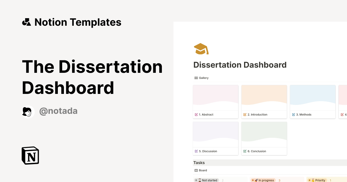 The Dissertation Dashboard Template | Notion Marketplace