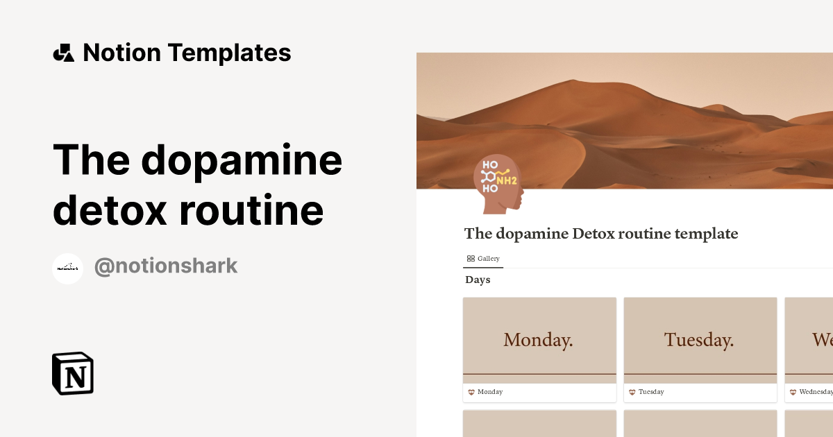 The dopamine detox routine Template by Notionshark | Notion Marketplace