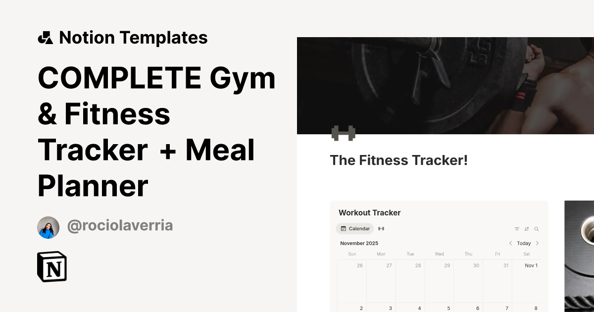 COMPLETE Gym & Fitness Tracker + Meal Planner Template | Notion Marketplace