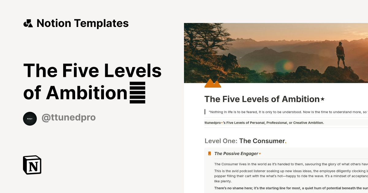 The Five Levels of Ambition⋆ Template by ttunedpro⋆ | Notion Marketplace