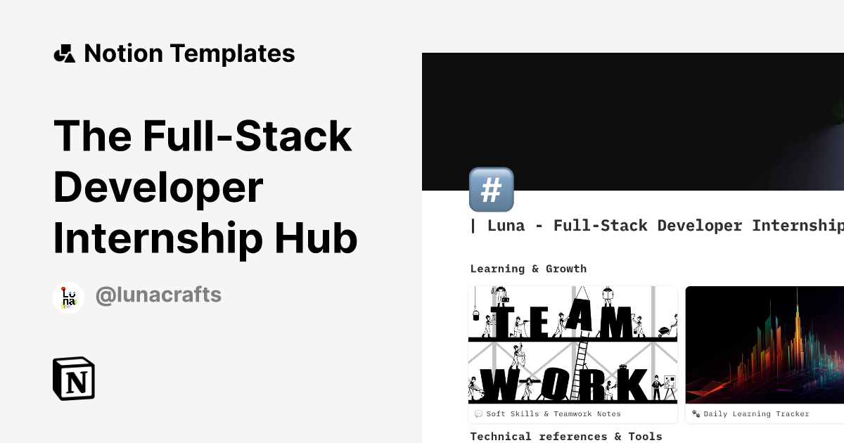 The Full-Stack Developer Internship Hub Template | Notion Marketplace