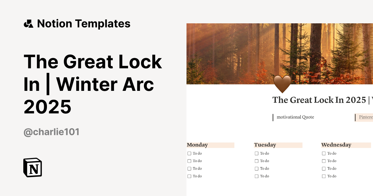 The Great Lock In | Winter Arc 2025 Template | Notion Marketplace