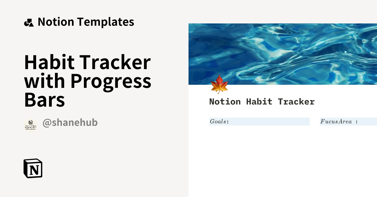 Habit Tracker with Progress Bars Template by shane | Notion Marketplace