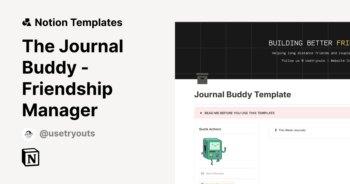 The Journal Buddy - Friendship Manager Template | Notion Marketplace