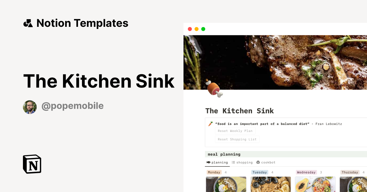 The Kitchen Sink Template by Sean O'Neil | Notion Marketplace