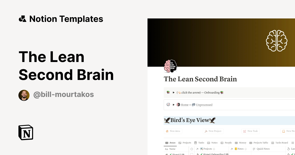 The Lean Second Brain Template | Notion Marketplace