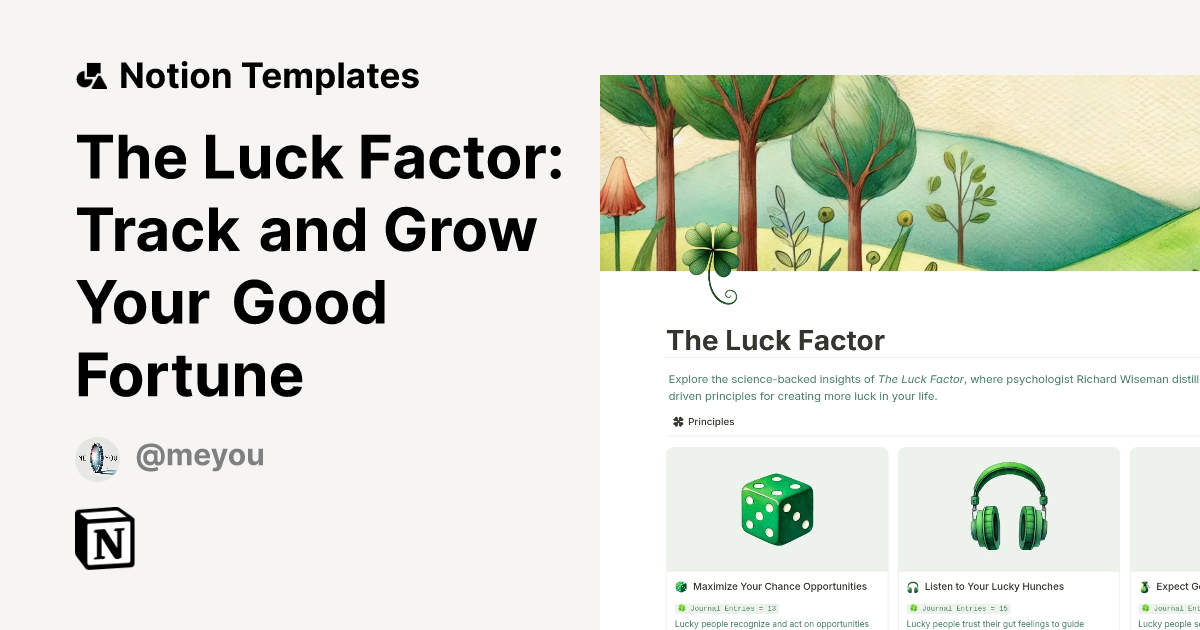 The Luck Factor: Track and Grow Your Good Fortune Template by MeYou ...