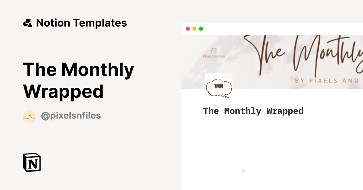 The Monthly Wrapped Template | Notion Marketplace